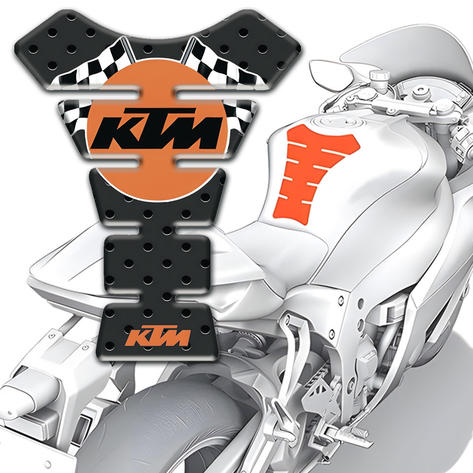 KTM Tank Guard Pads Perforated Rubber Base with Racing Flags Logo ...