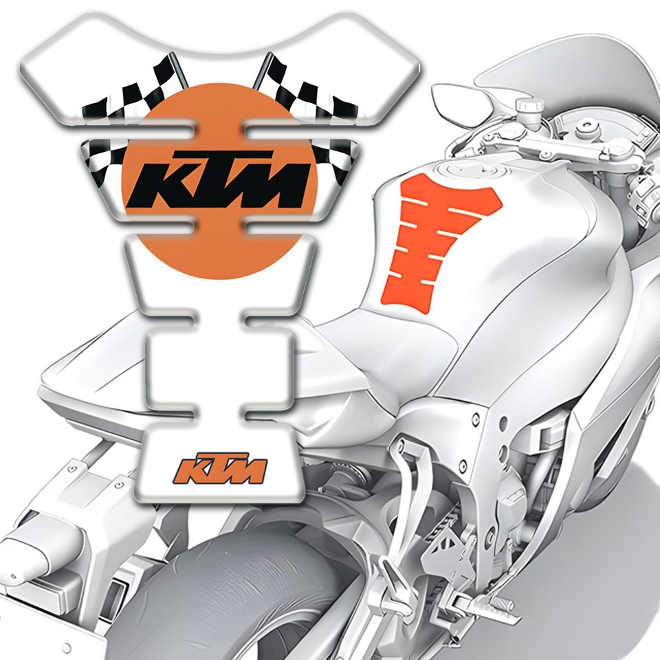 KTM Tank Guard Pads White Base Racing Logo | Tank Protectors | Stickers ...
