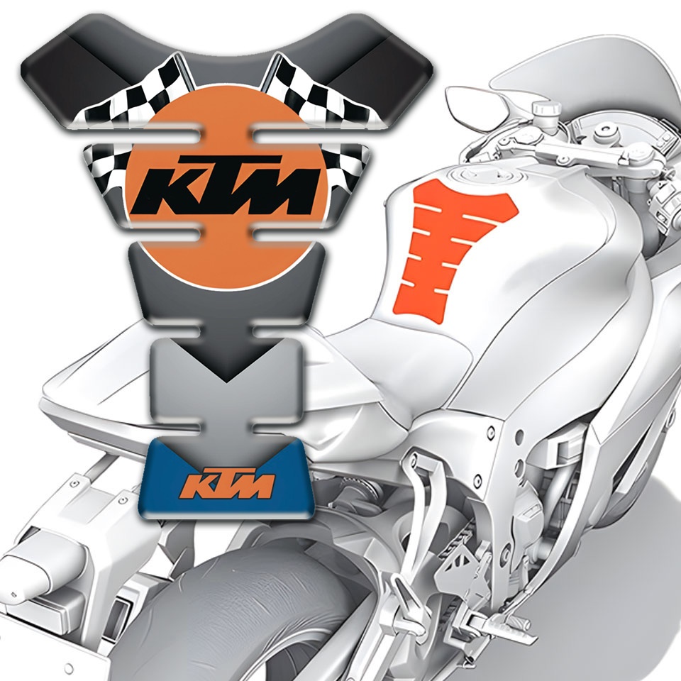 KTM Tank Pad Protector Gray Blue V Shape Details base Racing Logo ...