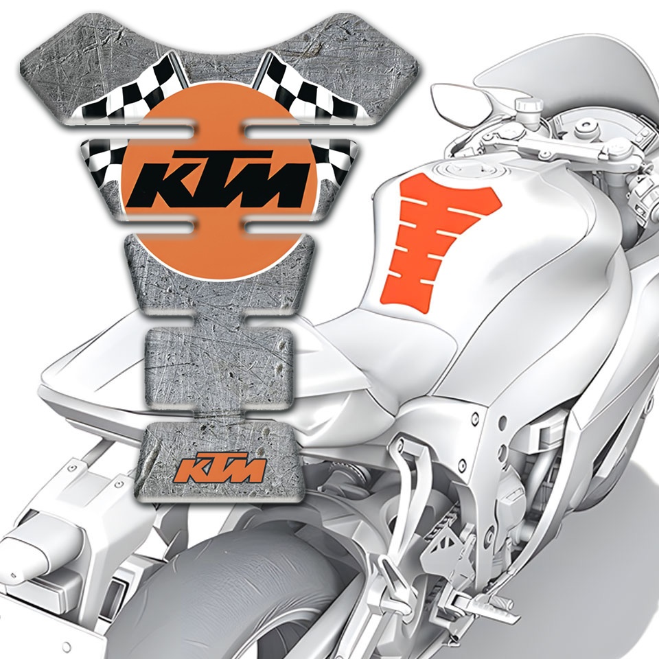 KTM Tank Guard Pads Stone Effect Base and Racing Flags Logo | Tank ...