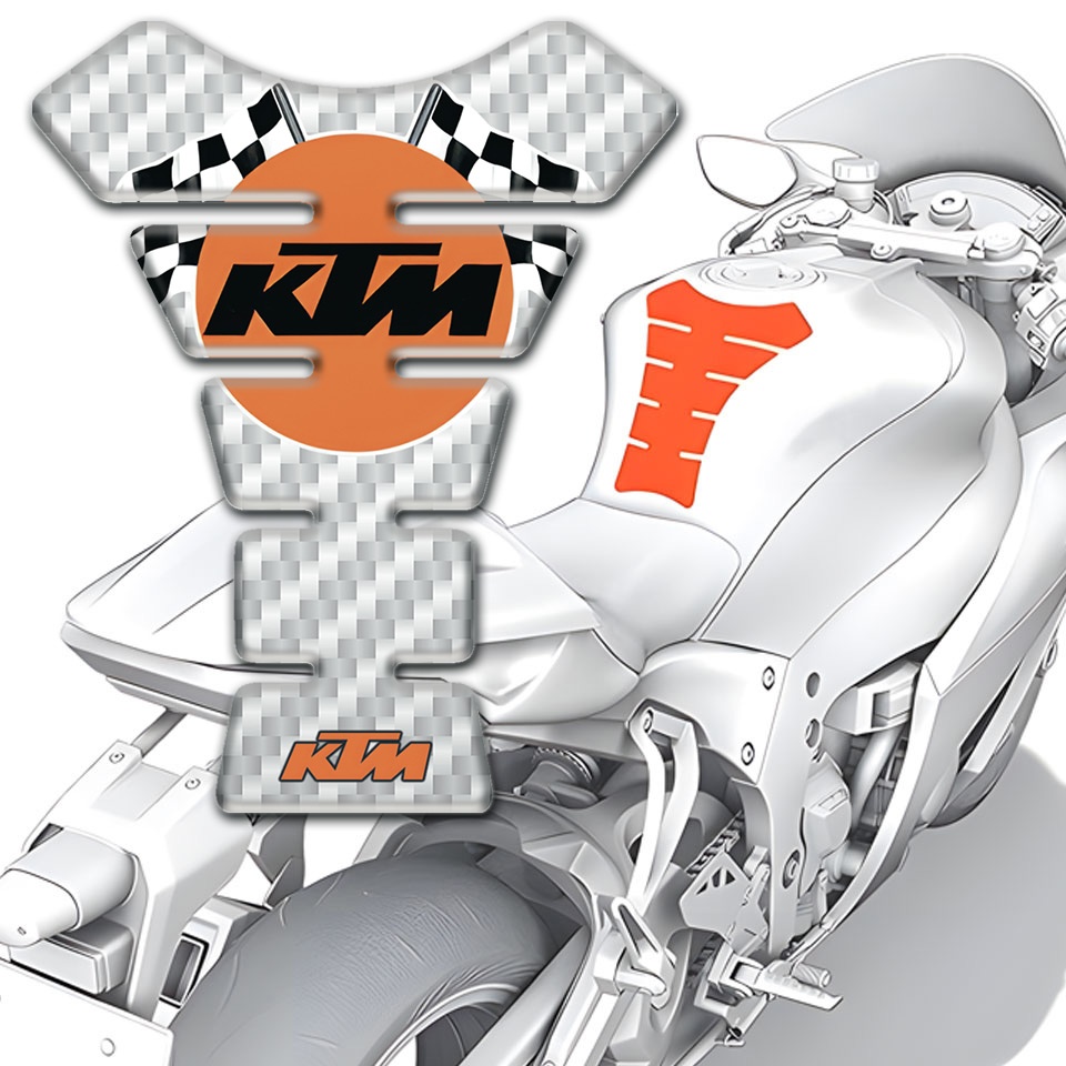 KTM Tank Protector White Carbon Base Racing Logo | Tank Protectors ...