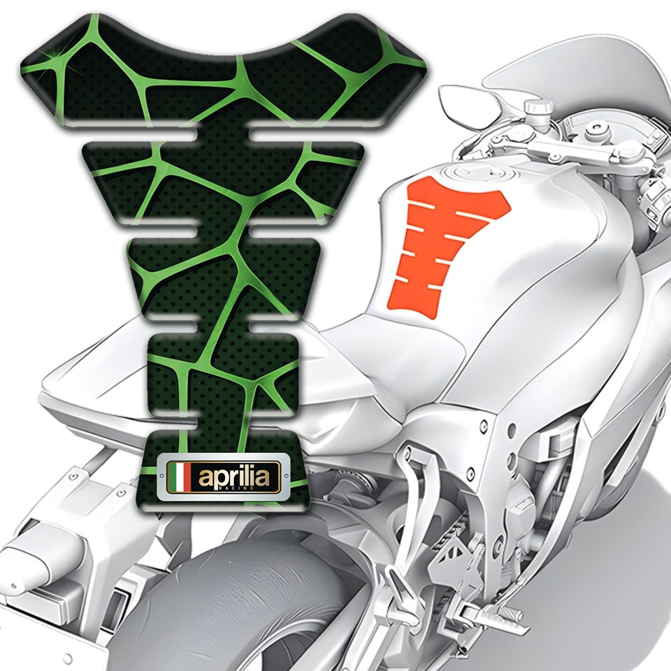 Aprilia Tank Guard Pads Black with Green Patterns Design | Tank ...