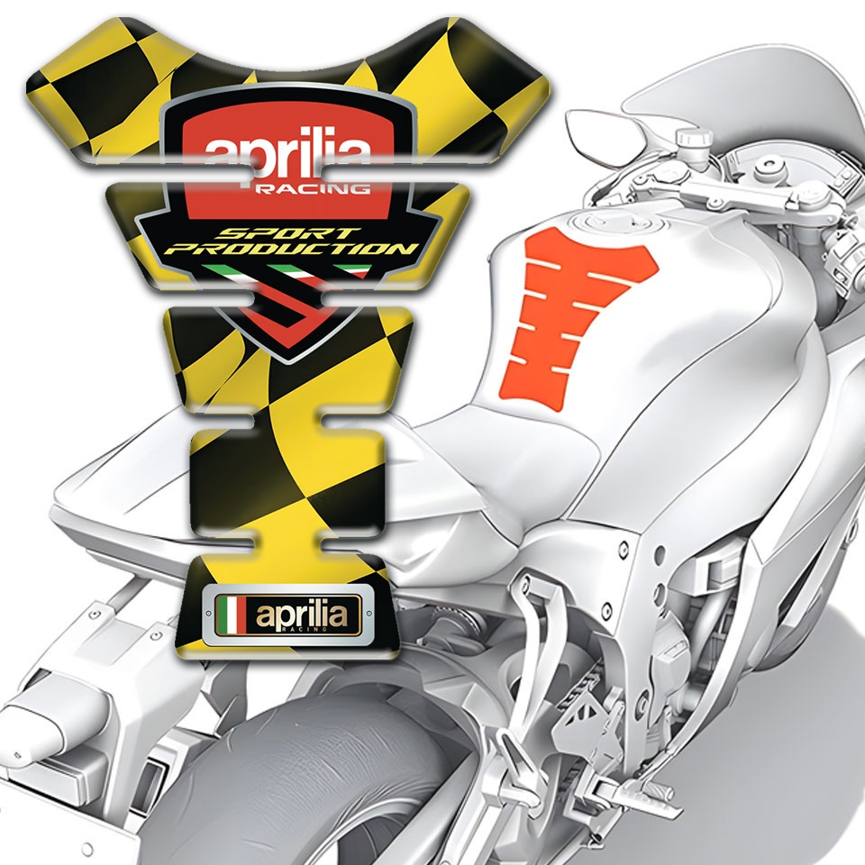 Aprilia Tank Fuse Black Yellow Squares base Racing Logo | Tank ...