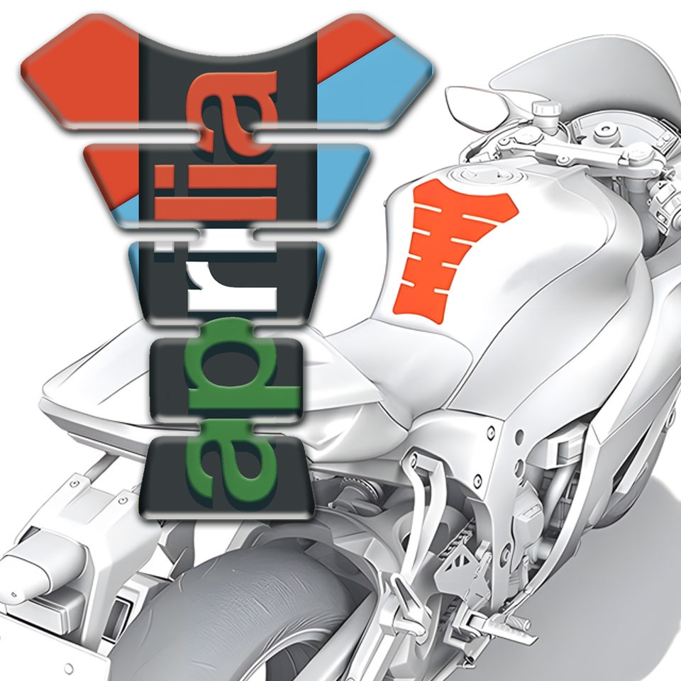 Aprilia Tank Pad Motorbike Sky Blue Base Motive Colorful logo | Tank ...