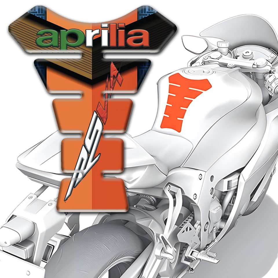 Aprilia Tank Guard Pads Orange Nuances Base RSV4 Logo | Tank Protectors ...