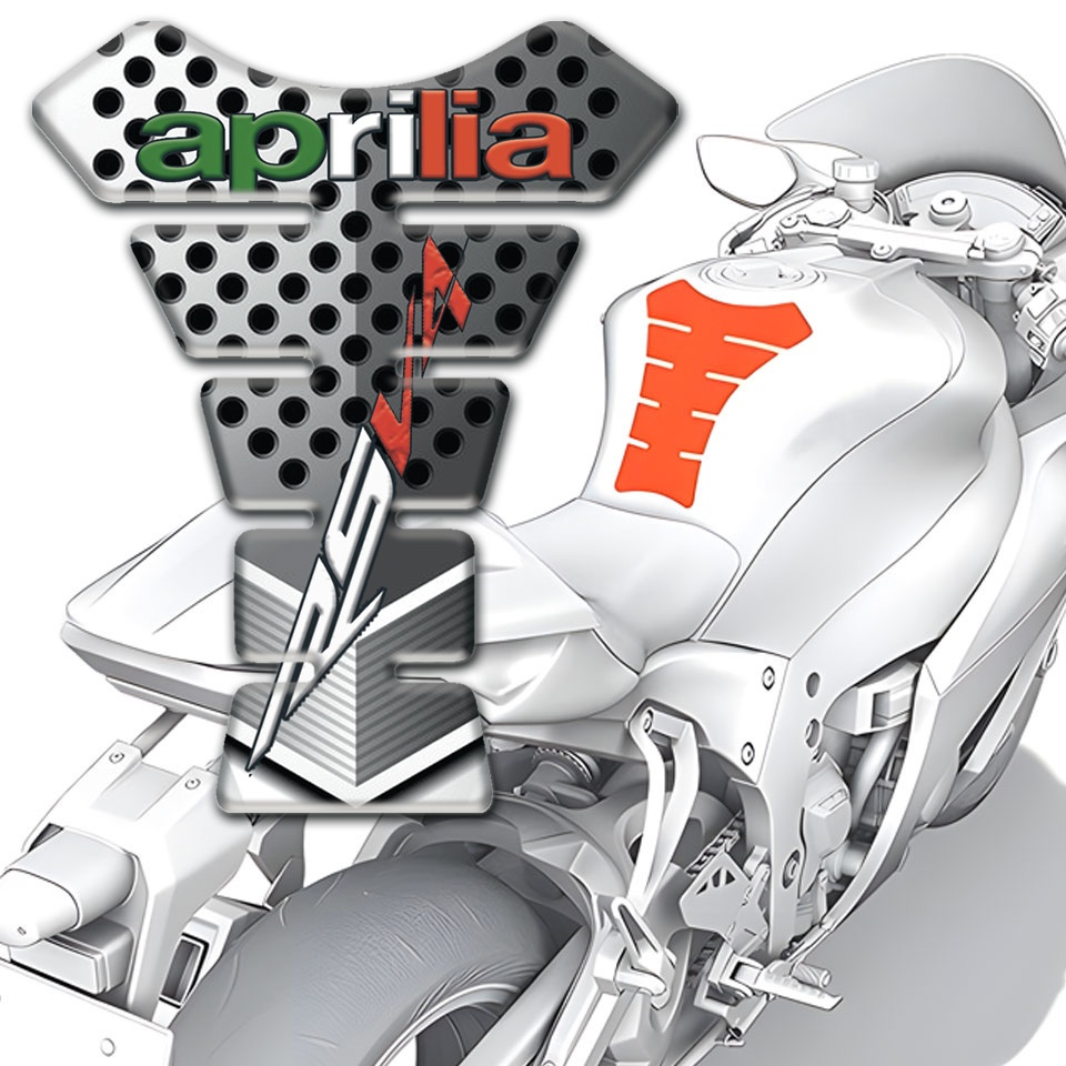 Aprilia Tank Guard Pads Perforated Design RSV4 Logo | Tank Protectors ...