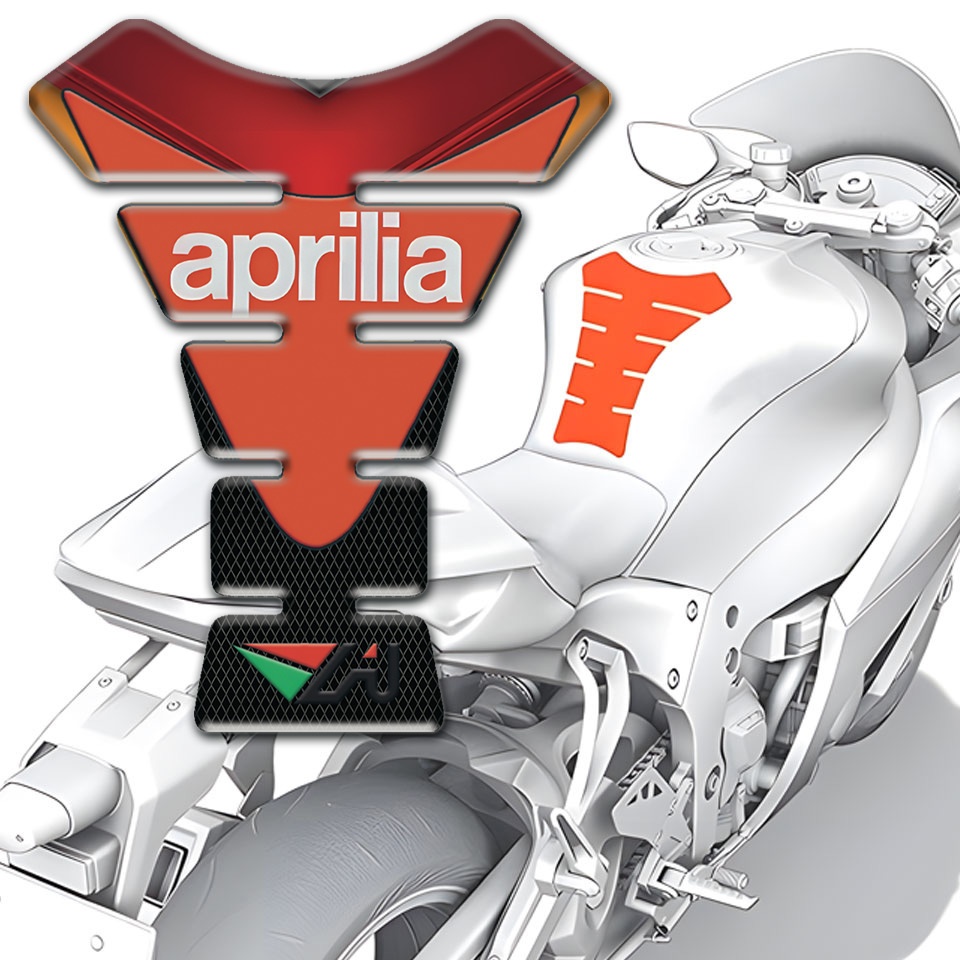 Aprilia Tank Guard Pads Stylish Version with Orange logo | Tank ...