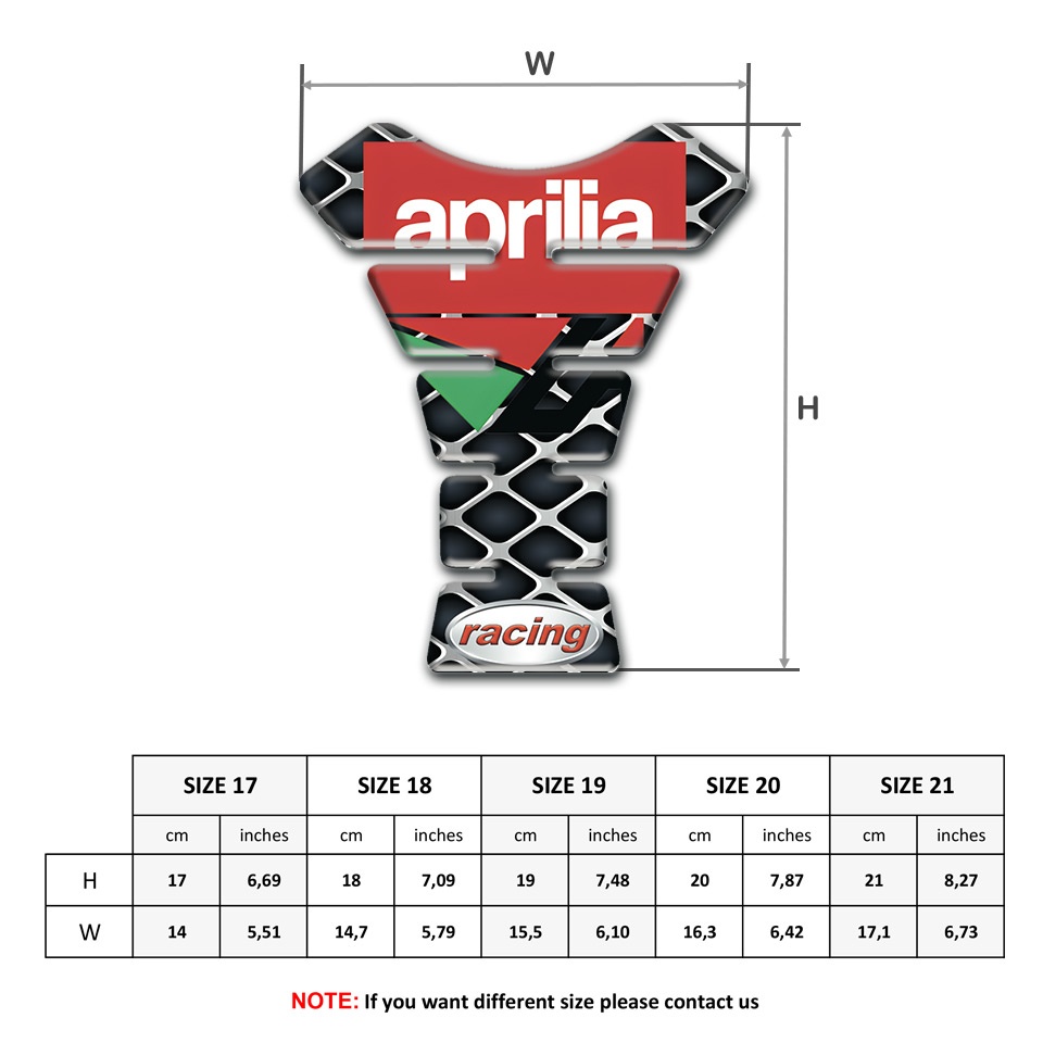 Aprilia Tank Pad Protector Large Mesh Model Racing Style | Tank ...