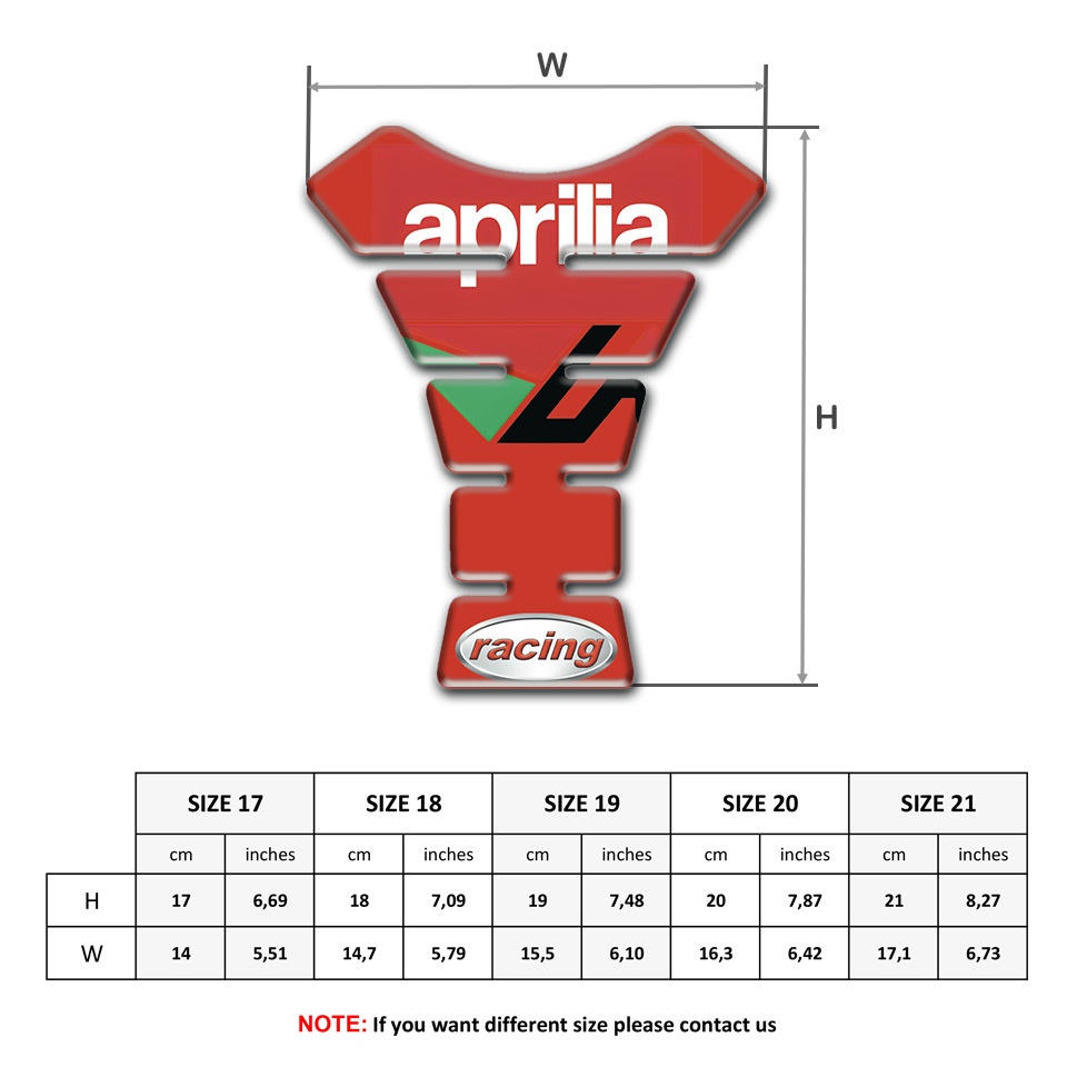 Aprilia Tank Pad Protector Red Base White Logo | Tank Protectors ...