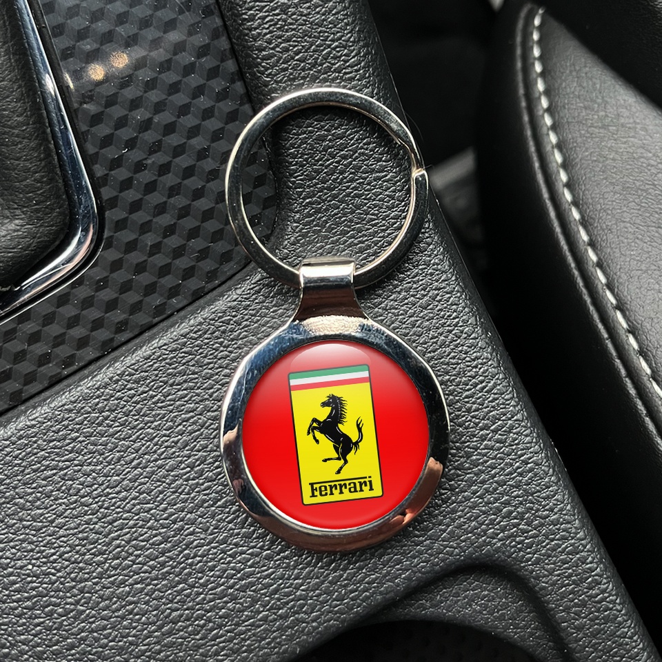 Ferrari Keychain Metal Red Yellow Rectangle Design | Keychains ...