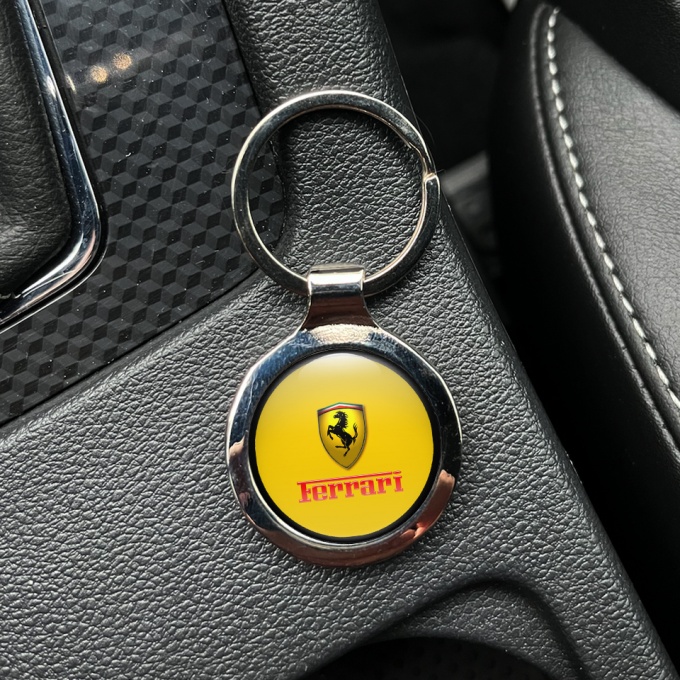 Ferrari Metal Key Ring Black Yellow Gold Logo Design | Keychains ...