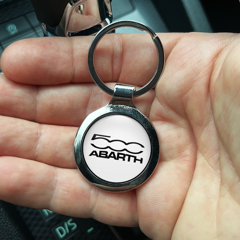 Fiat Abarth 500 Keychain Metal White Pearl Black Logo | Keychains ...