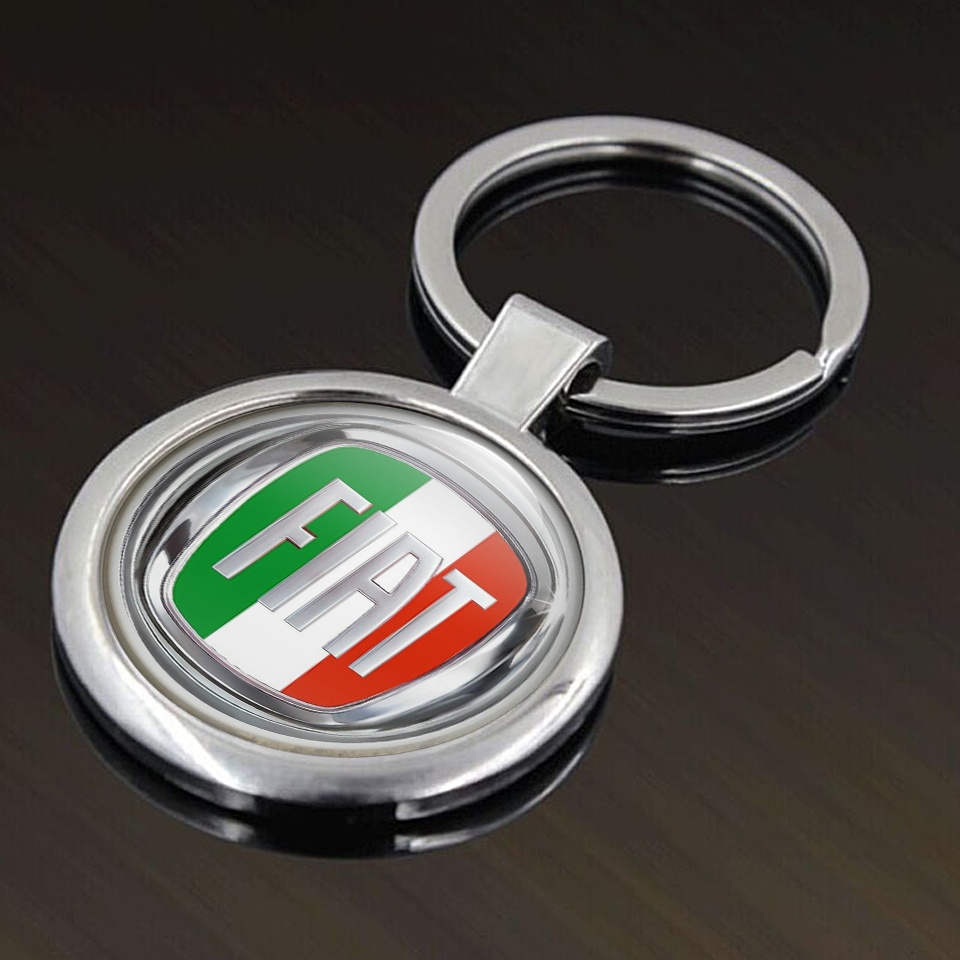 Fiat Key Fob Metal Silver Circle Italian Flag Edition | Keychains ...