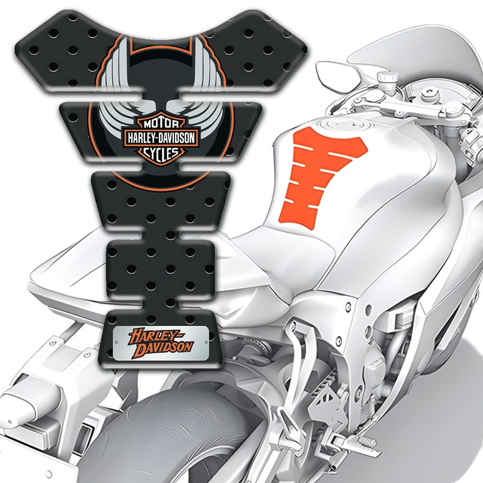 Harley Davidson Tank Pad Protector Perforated Rubber Effect | Tank ...