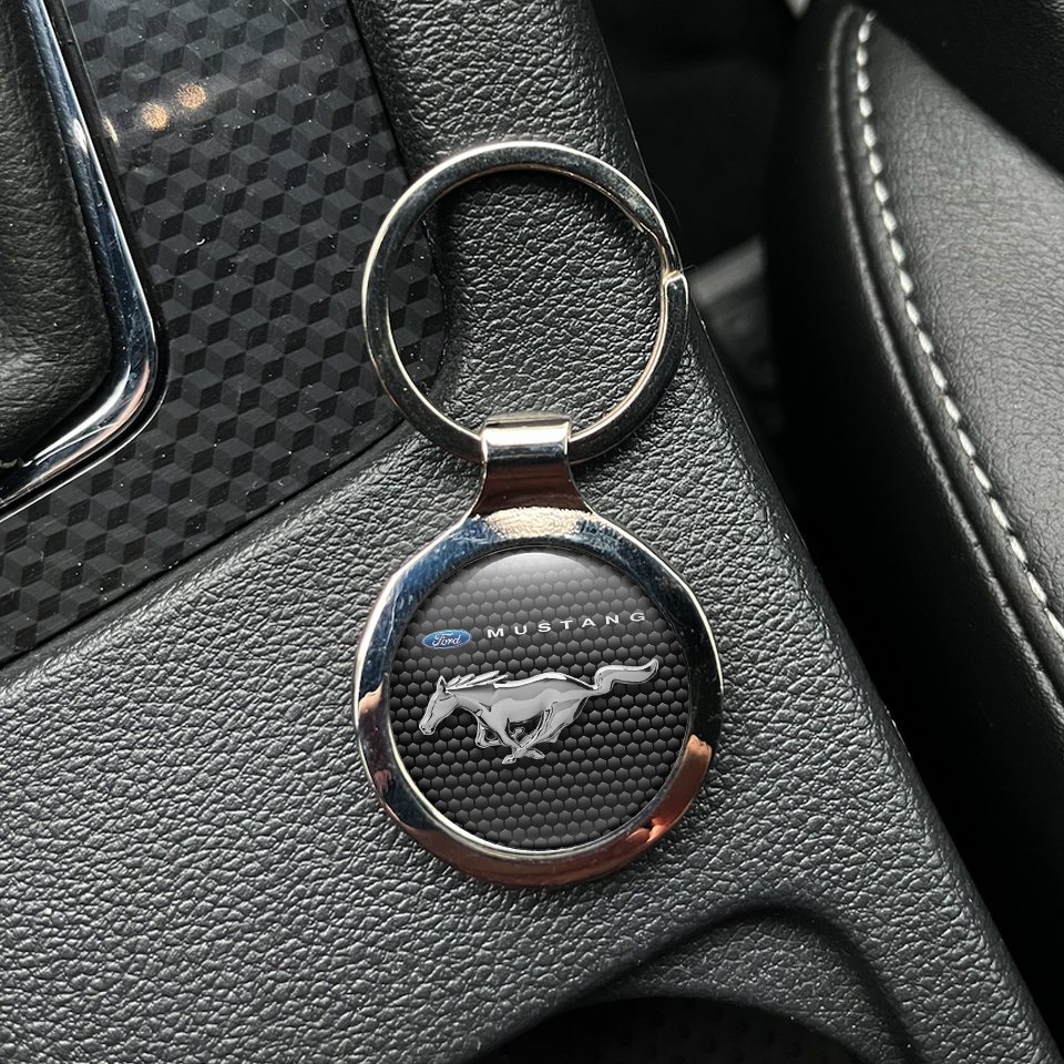 Ford Mustang Keychain Metal Dark Graphite Honeycomb Chrome Logo Design ...