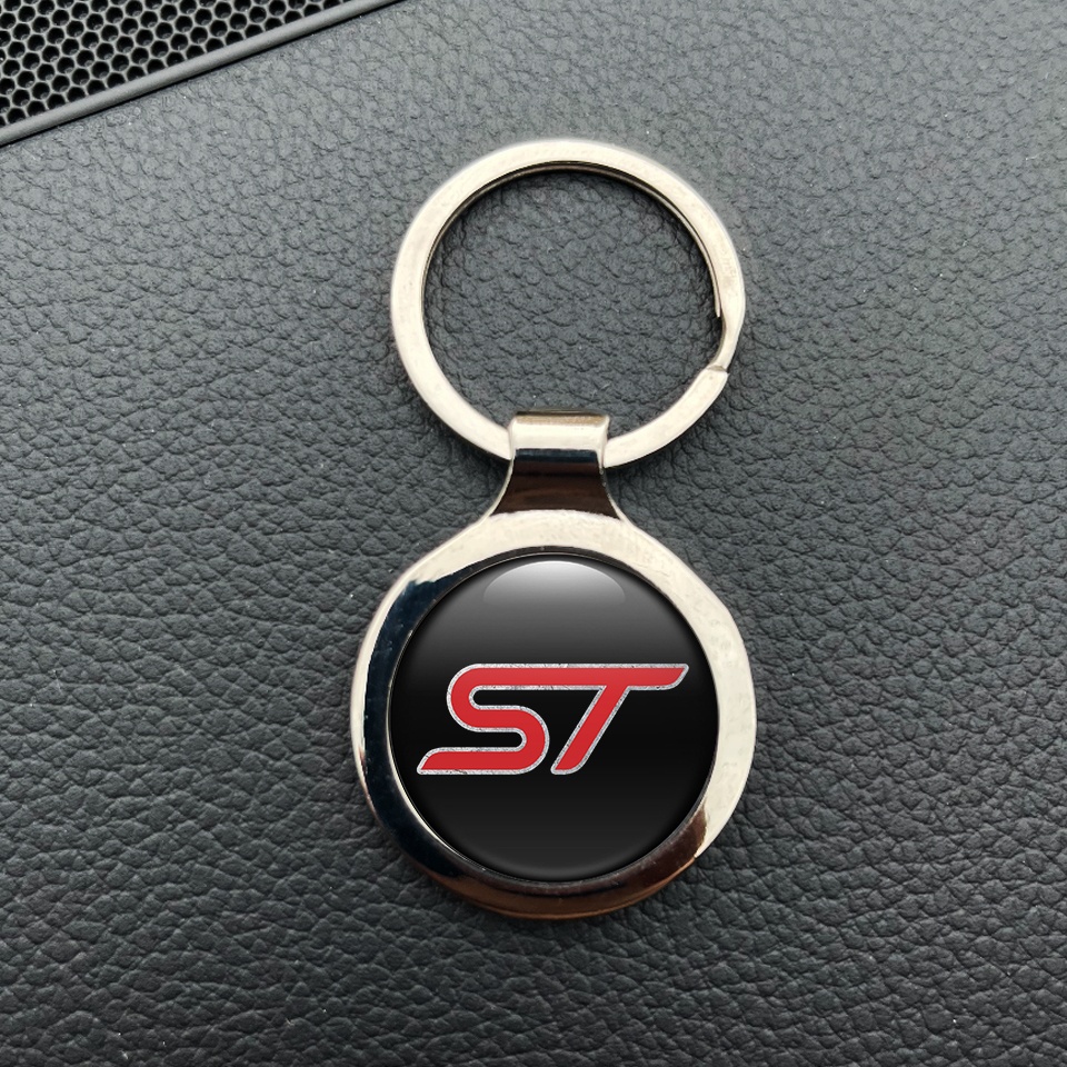 Ford ST Keychain Metal Black Silver Outline Red Logo Design | Keychains ...