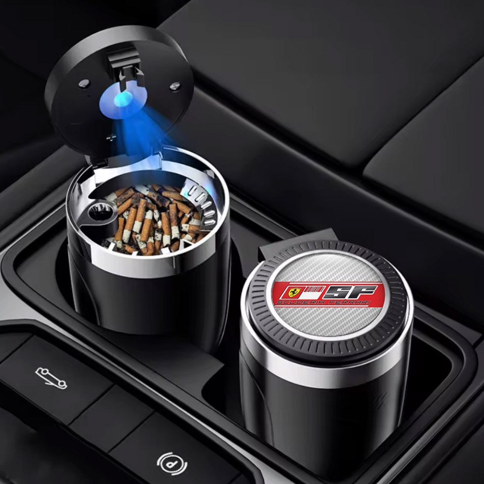Ferrari Trash Can Ashtray White Carbon Logo Motive | Ashtray ...
