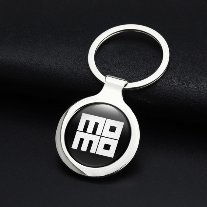 Momo Metal Chain Fob Black Classic White Square Logo Design | Keychains ...
