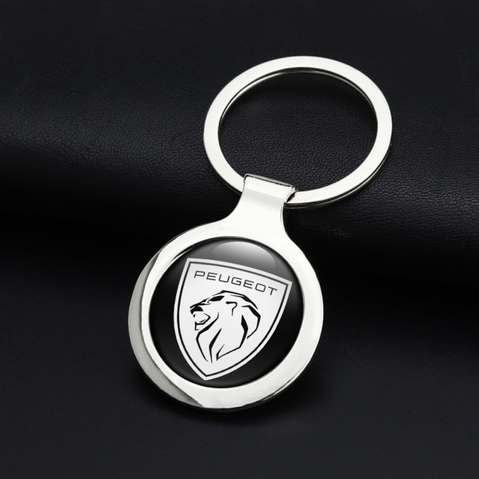 Peugeot Silhouette Metal Key Chain Black White Shield Emblem Design ...