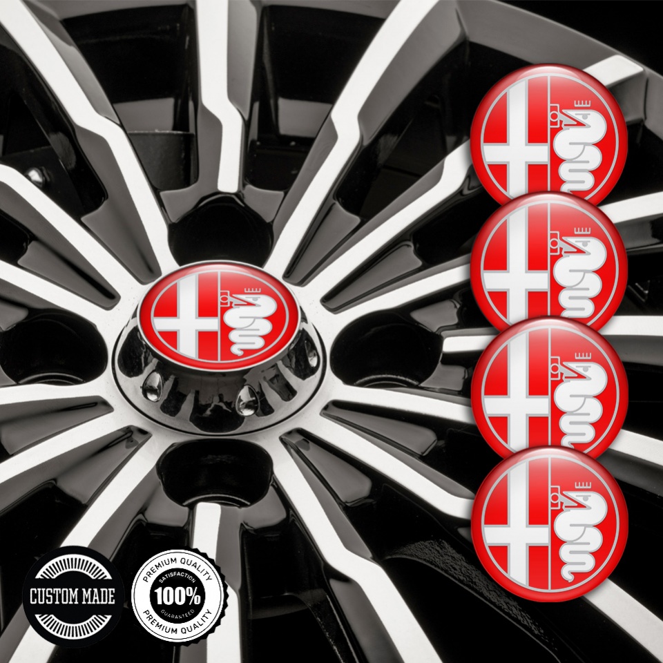 Alfa Romeo Wheel Stickers Red Grey White Edition | Wheel Emblems ...