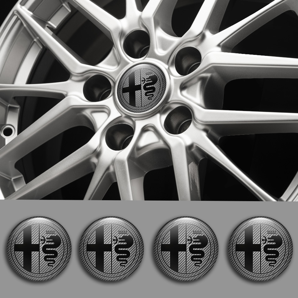 Alfa Romeo Wheel Emblems Carbon Black Solid Logo Edition | Wheel ...