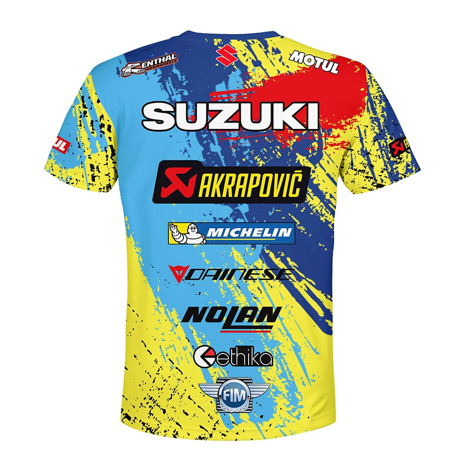 Suzuki T-Shirt Short Sleeve Blue Red Yellow Splatter Design | T-shirts ...