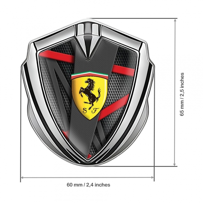 Ferrari Self Adhesive Bodyside Emblem Silver Futuristic Shield Design ...