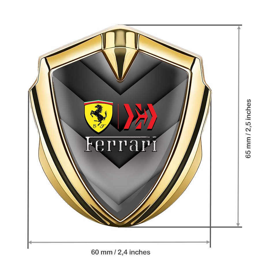 Ferrari Bodyside Badge Self Adhesive Gold V Shaped Edition | Metal ...