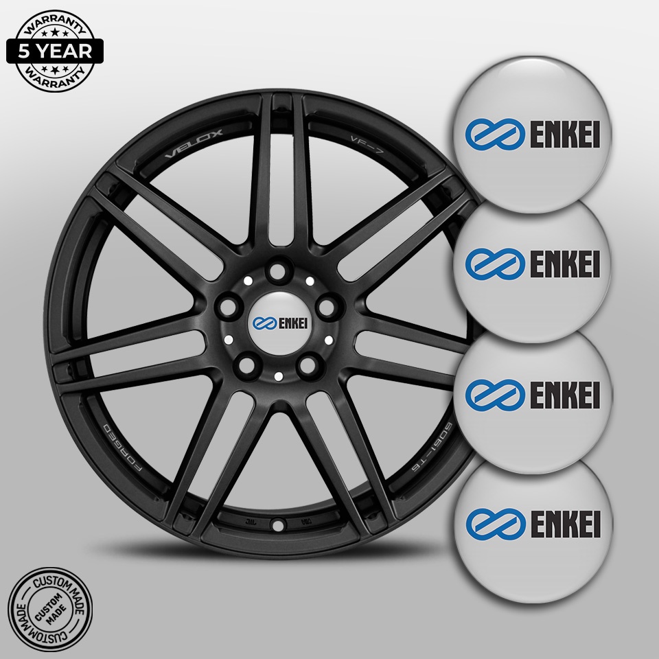 Enkei Domed Stickers Wheel Center Caps Grey Edition | Wheel Emblems ...