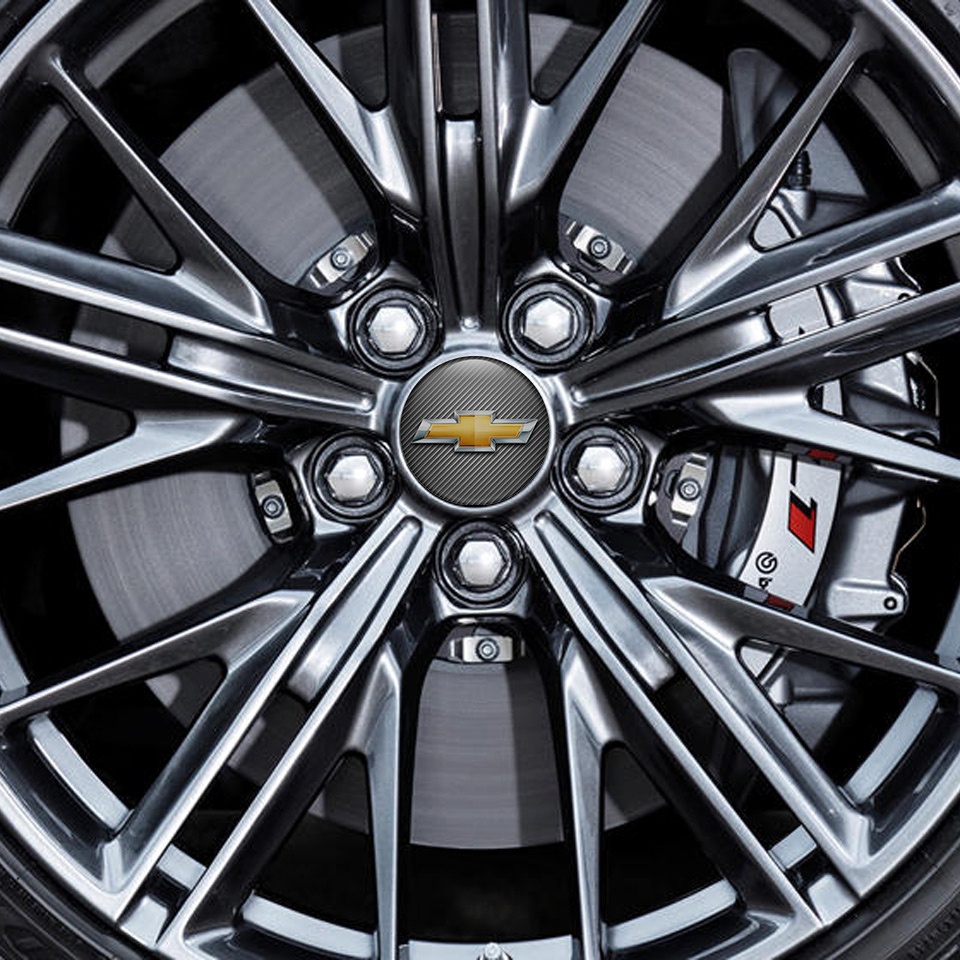 Chevrolet Center Hub Dome Stickers Carbon Style | Wheel Emblems ...