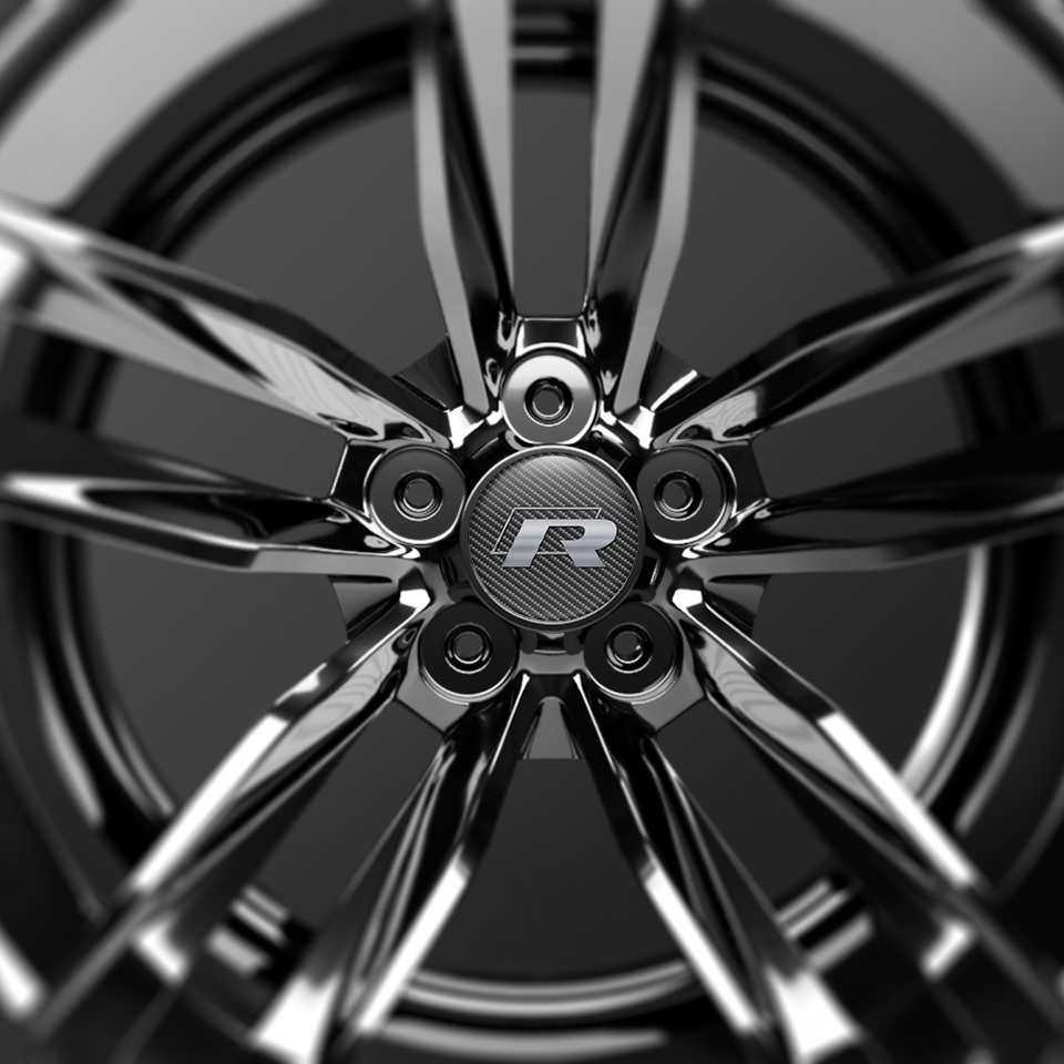 VW R Line Wheel Center Caps Emblem 3D Carbon Version | Wheel Emblems ...