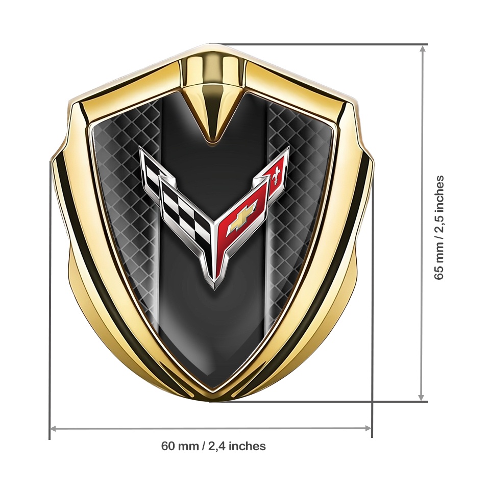 Chevrolet Corvette Metal Emblem Self Adhesive Gold Dark Grid Glow ...