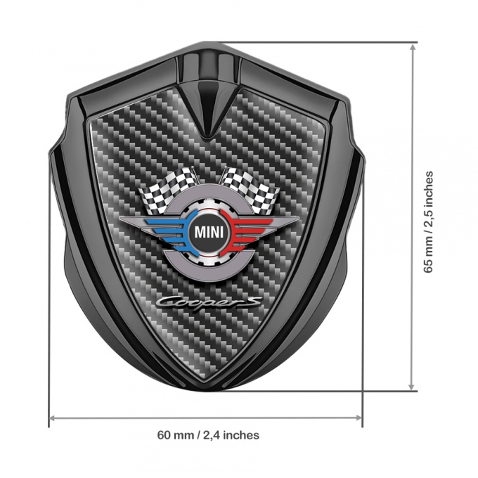Mini Cooper S Tuning Emblem Self Adhesive Graphite Black Carbon Gears ...