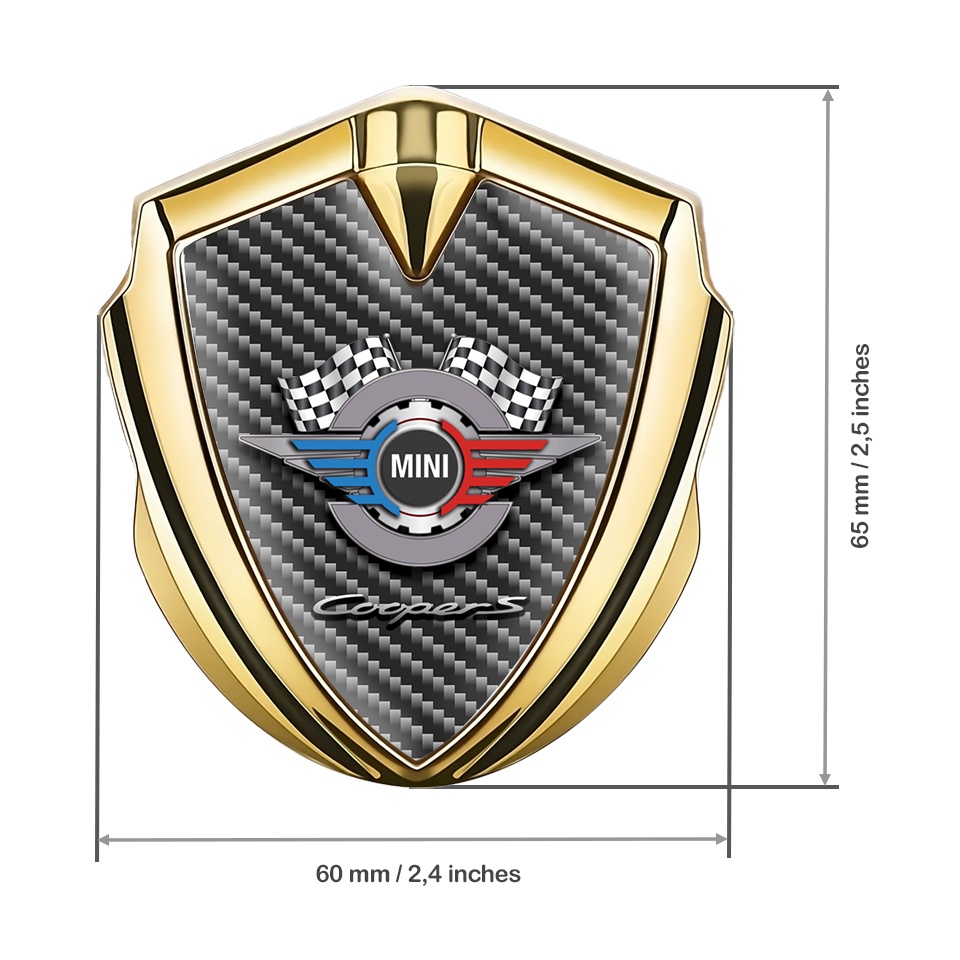 Mini Cooper S Tuning Emblem Self Adhesive Gold Black Carbon Gears Logo ...