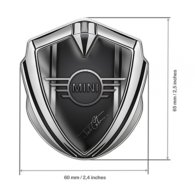 Mini Cooper Fender Emblem Badge Silver Grey Gradient John Cooper Design ...