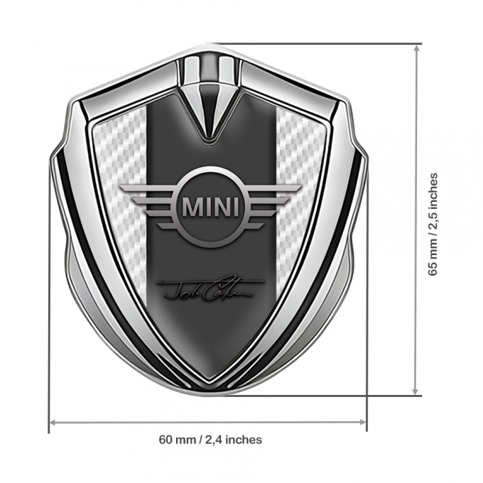 Mini Cooper Bodyside Emblem Silver White Carbon John Cooper Signature ...