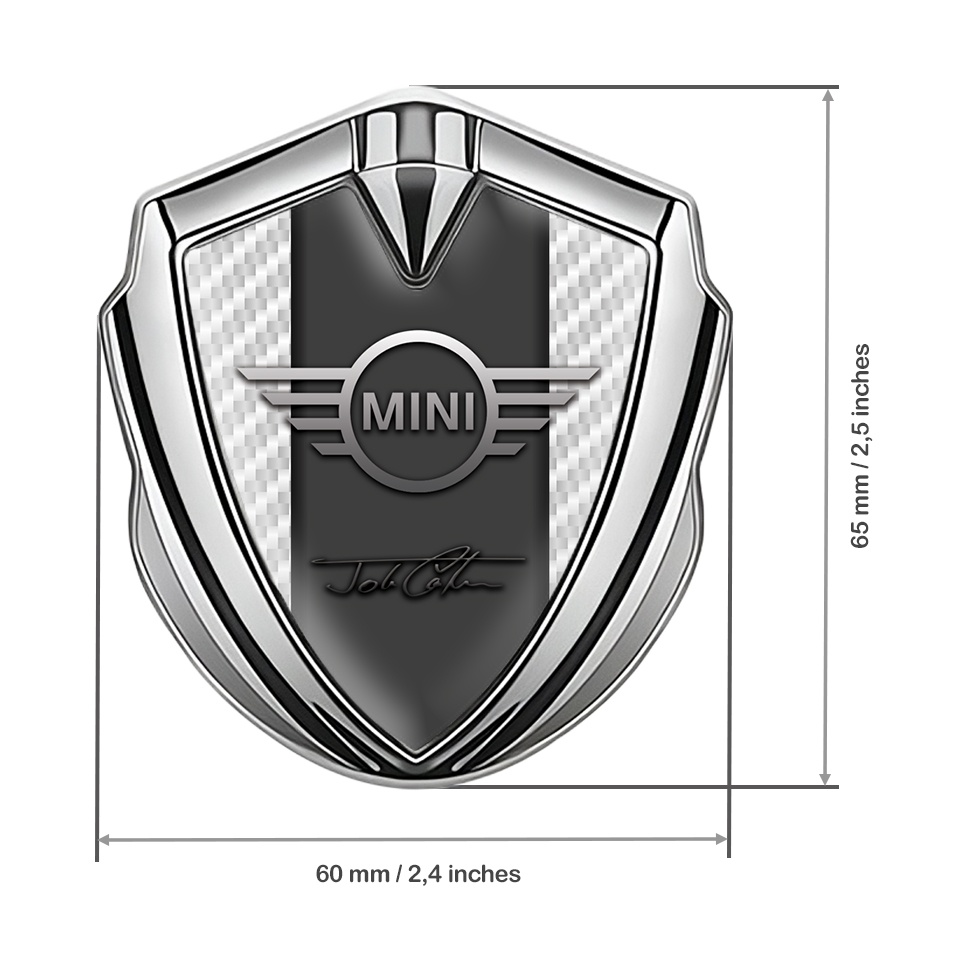 Mini Cooper Bodyside Emblem Silver White Carbon John Cooper Signature ...