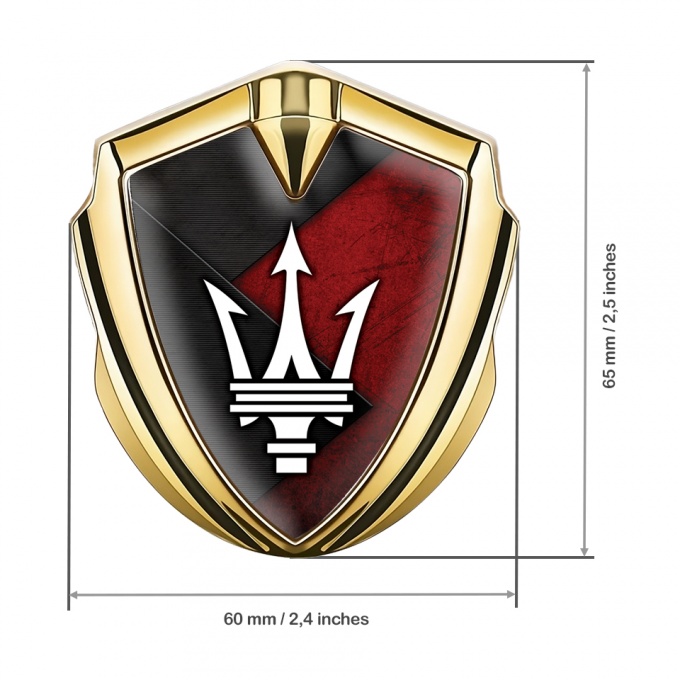 Maserati Bodyside Emblem Gold Red Base Stylish Plates Design | Metal ...