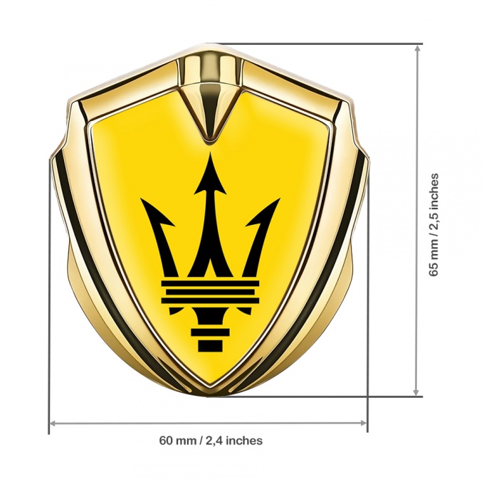 Maserati Metal Emblem Self Adhesive Gold Yellow Base Big Logo Design ...