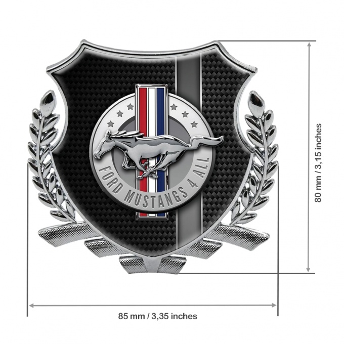 Ford Mustang Trunk Metal Emblem Badge Silver Black Carbon Racing Stripe ...
