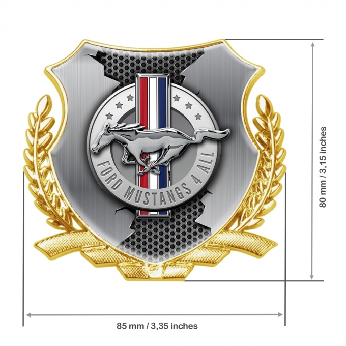 Ford Mustang Tuning Emblem Self Adhesive Gold Broken Plates Chrome Logo ...
