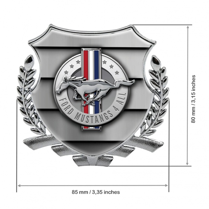 Ford Mustang Tuning Emblem Self Adhesive Silver Metal Grill Chrome ...