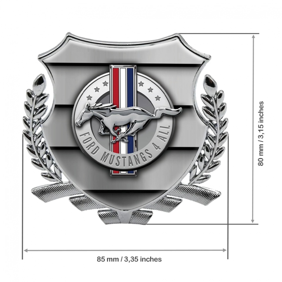 Ford Mustang Tuning Emblem Self Adhesive Silver Metal Grill Chrome ...