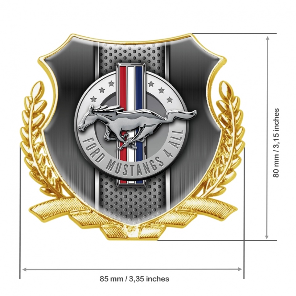 Ford Mustang Tuning Emblem Self Adhesive Gold Brushed Metal Grid Line ...
