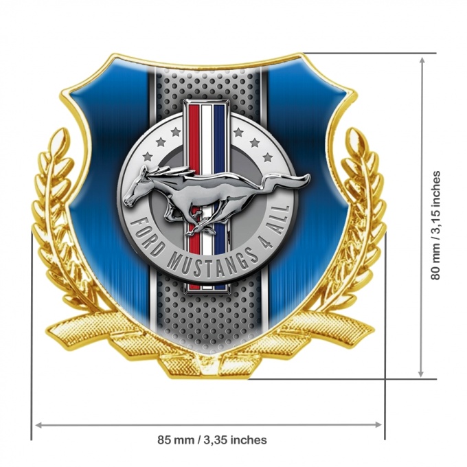 Ford Mustang Trunk Emblem Badge Gold Blue Brushed Metal Chrome Logo ...