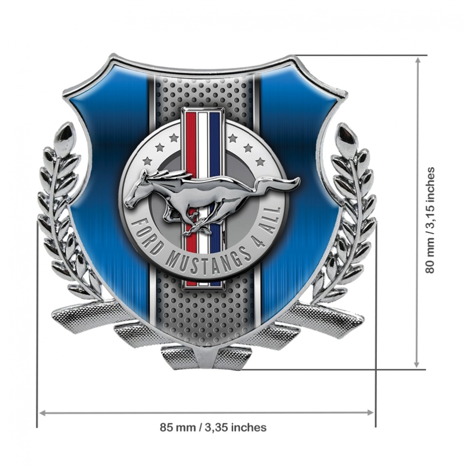 Ford Mustang Trunk Emblem Badge Silver Blue Brushed Metal Chrome Logo ...
