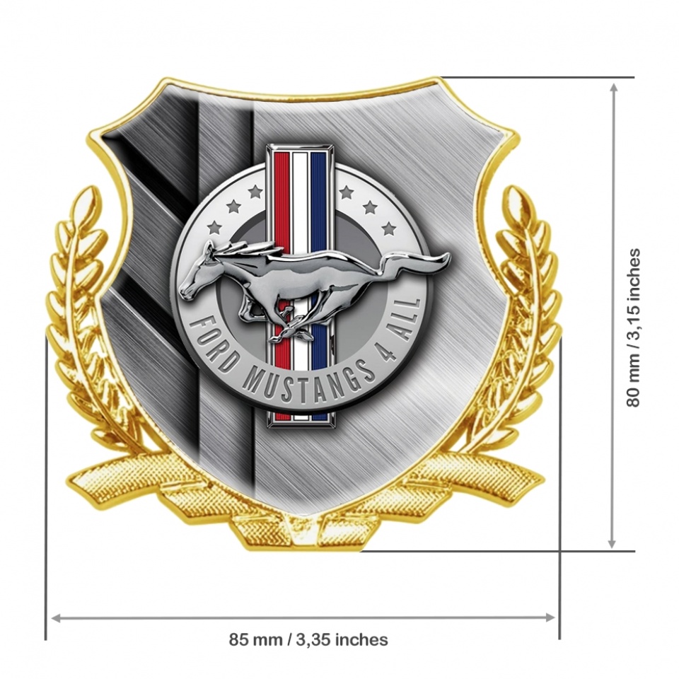 Ford Mustang 3D Car Metal Emblem Gold Brushed Aluminum Plates Effect ...