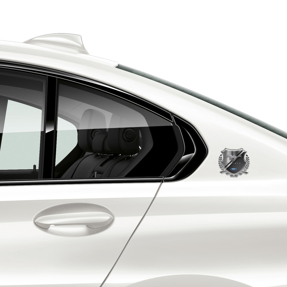 Ford Mustang Trunk Emblem Badge Silver Diagonal Plate Effect Classic ...
