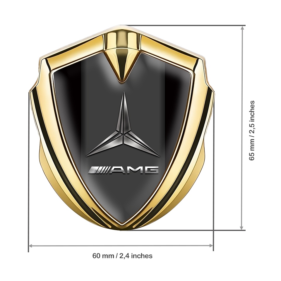 Mercedes AMG Trunk Metal Emblem Badge Gold Black Base Metallic Symbol ...