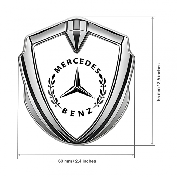 Mercedes Benz Trunk Emblem Badge Silver White Laurel Logo Edition ...